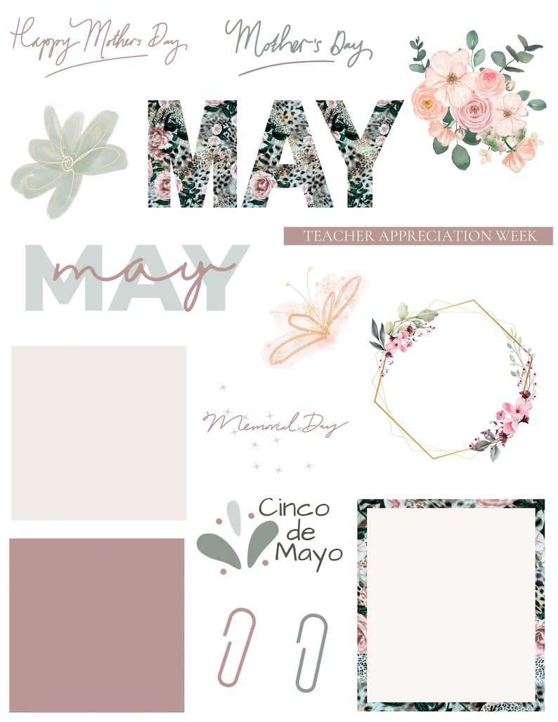 May Stickers | Digital Planner Stickers Motivational | Pre-cropped ...