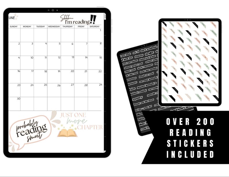 Digital Reading Journal Stickers Digital Planner Stickers Motivational ...