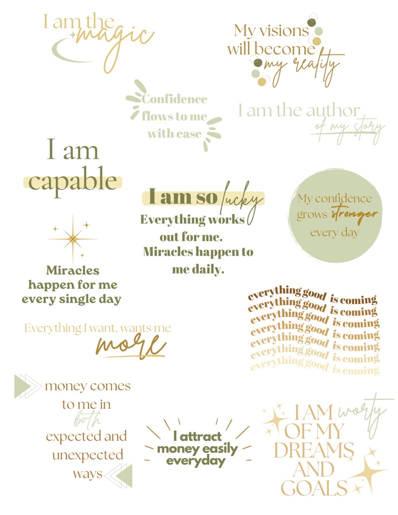 Everyday Affirmation Stickers Digital Planner Stickers - Etsy
