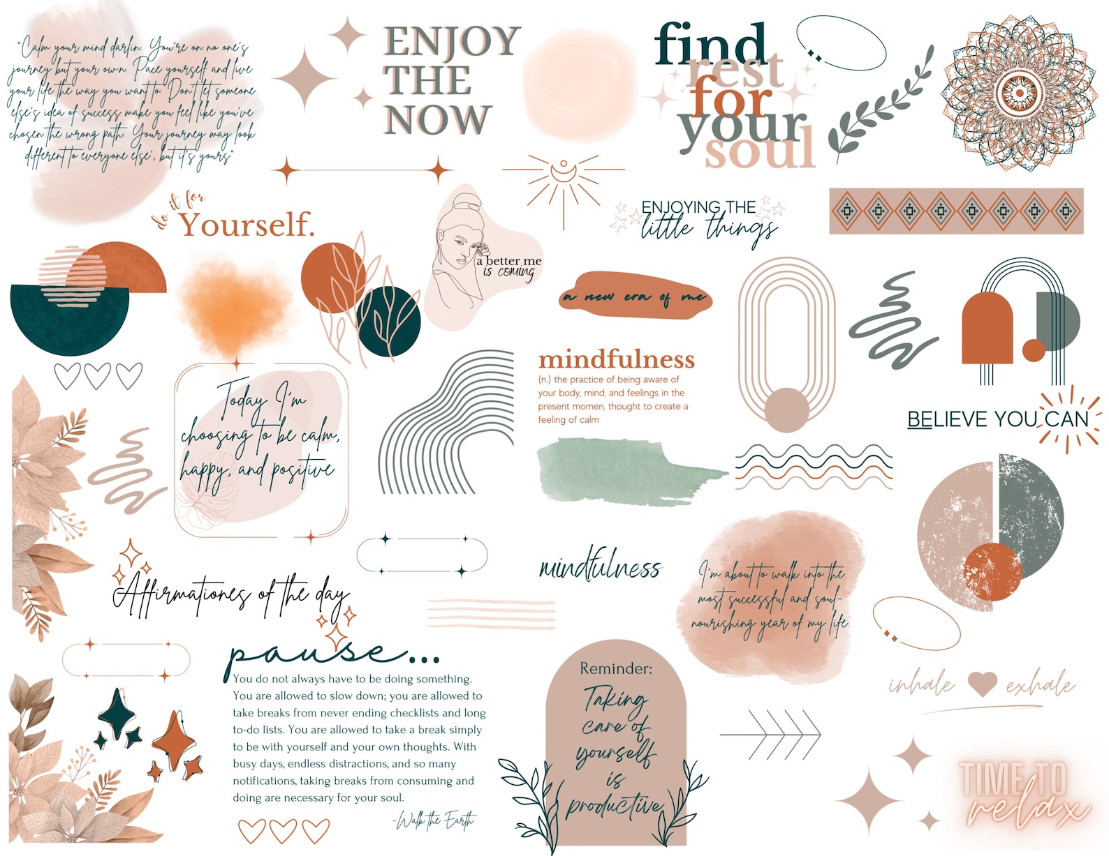 Motivational Digital Planner Stickers: Goodnotes Pre-cropped PNG ...