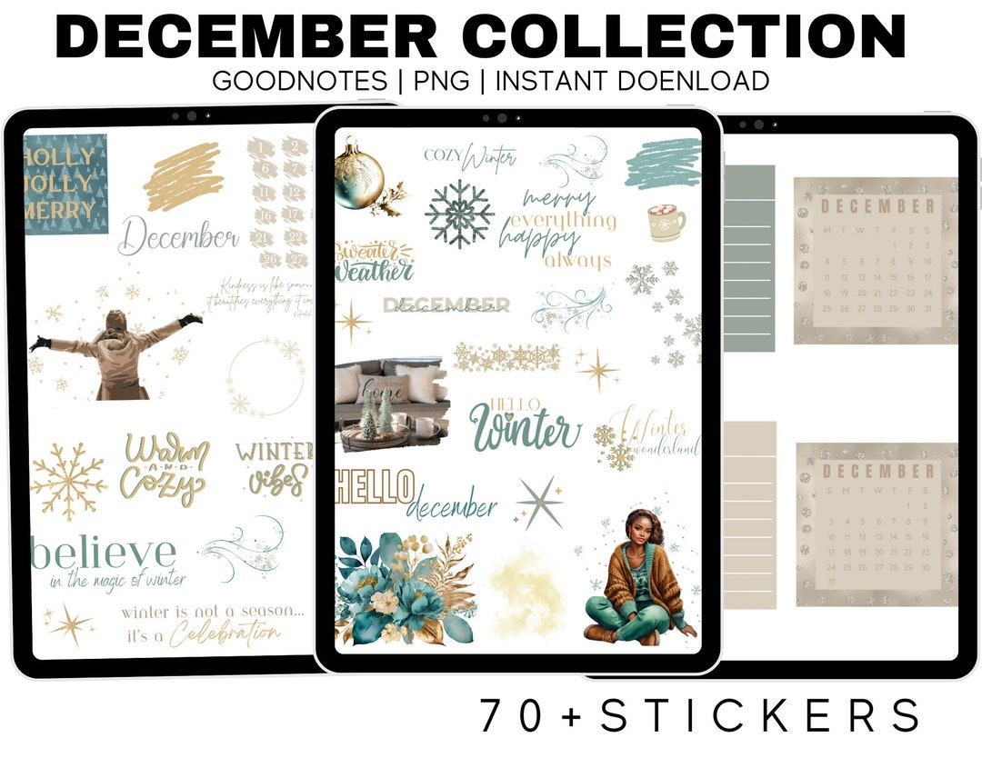 December Stickers | Digital Planner Stickers Motivational | Pre-cropped ...