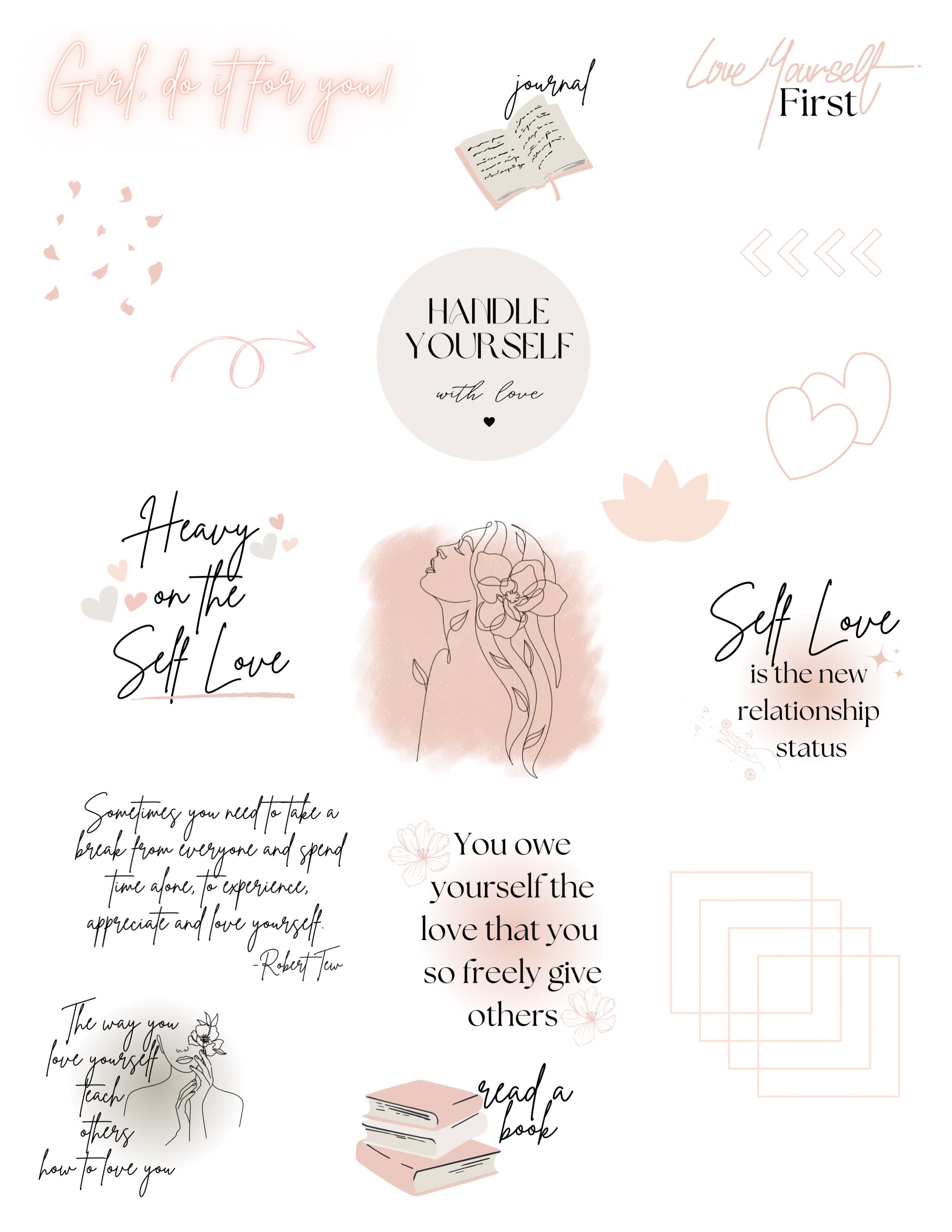 Self Love Stickers Digital Planner Stickers Motivational - Etsy