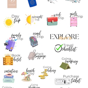 Travel Icon Digital Planner Stickers | Travel Stickers |pre-cropped ...