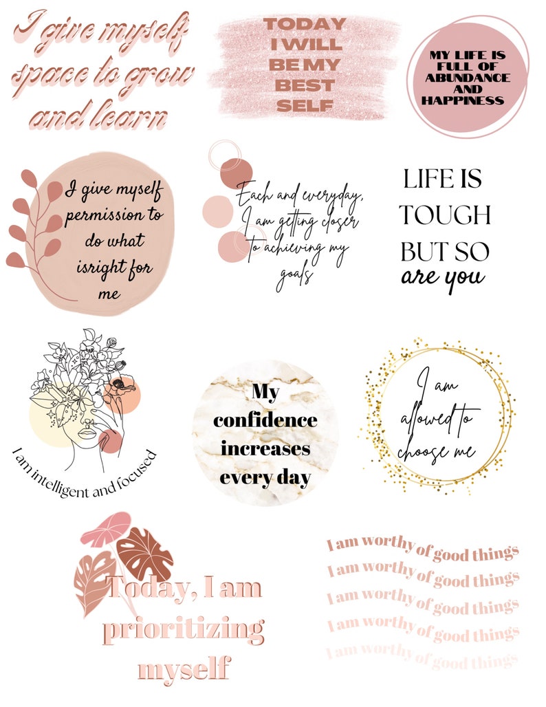 Affirmation Stickers: Digital Planner Clipart for Goodnotes (PNG) - Etsy