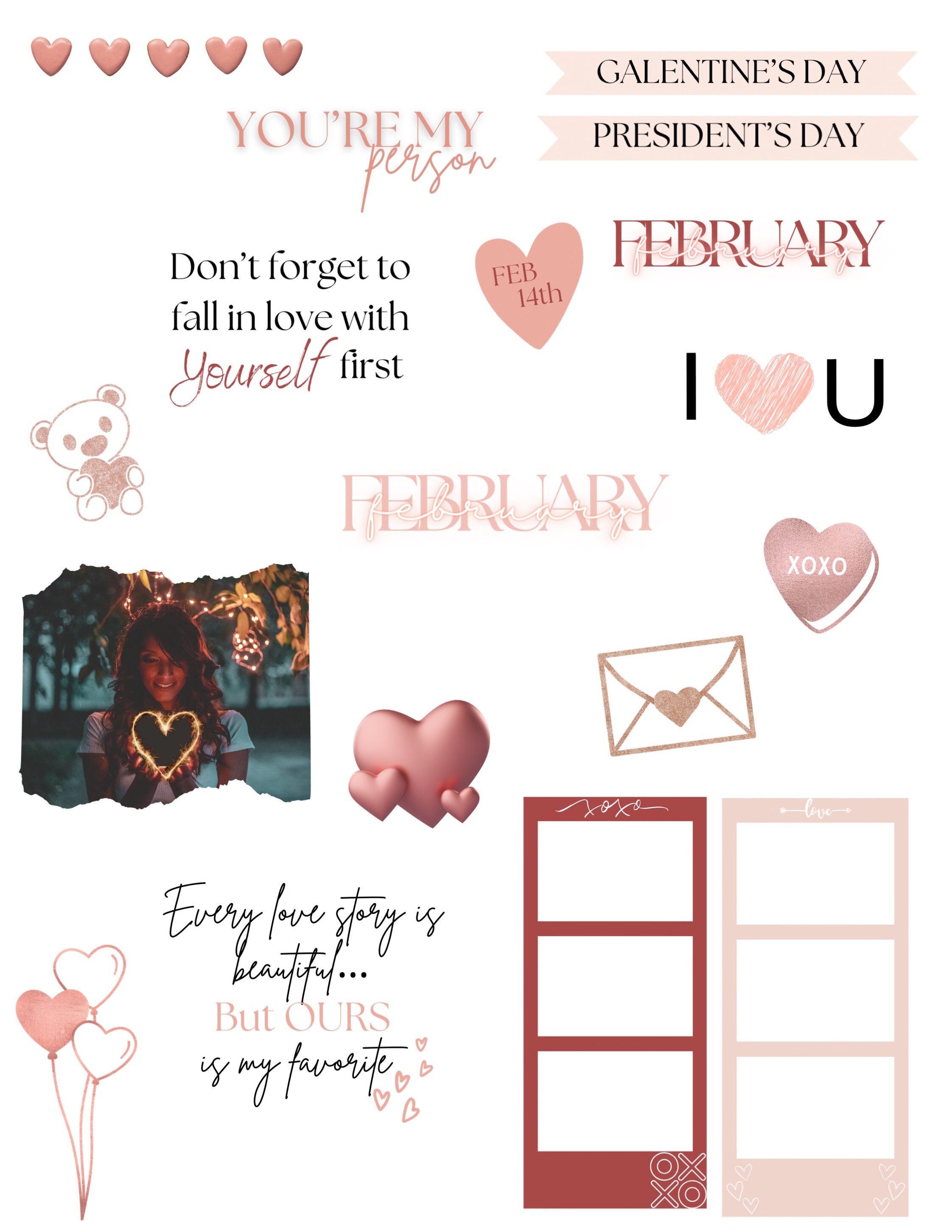 February Stickers Valentines Digital Planner Stickers - Etsy