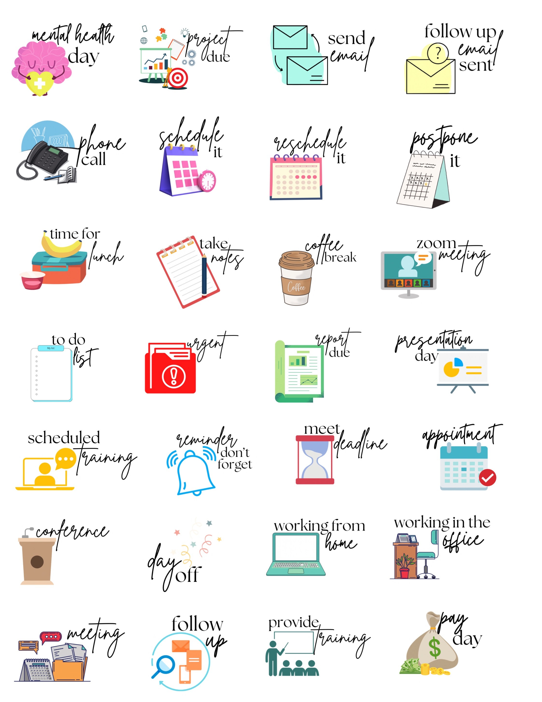 Workday Digital Planner Stickers: Goodnotes Pre-cropped PNG Clipart - Etsy