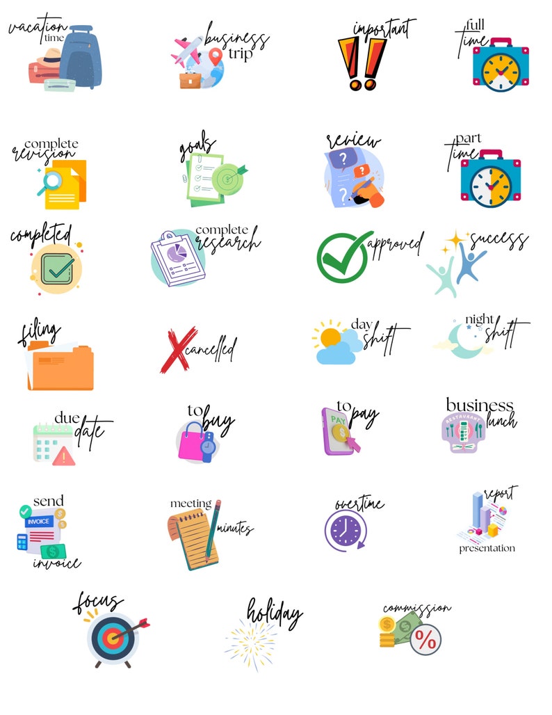 Workday Digital Planner Stickers: Goodnotes Pre-cropped PNG Clipart - Etsy