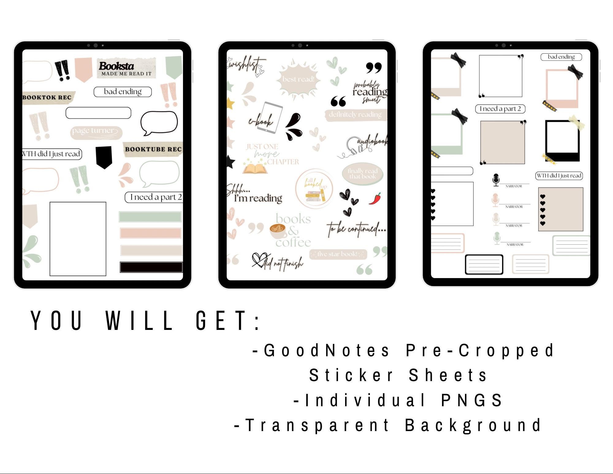 Digital Reading Journal Stickers Digital Planner Stickers Motivational ...