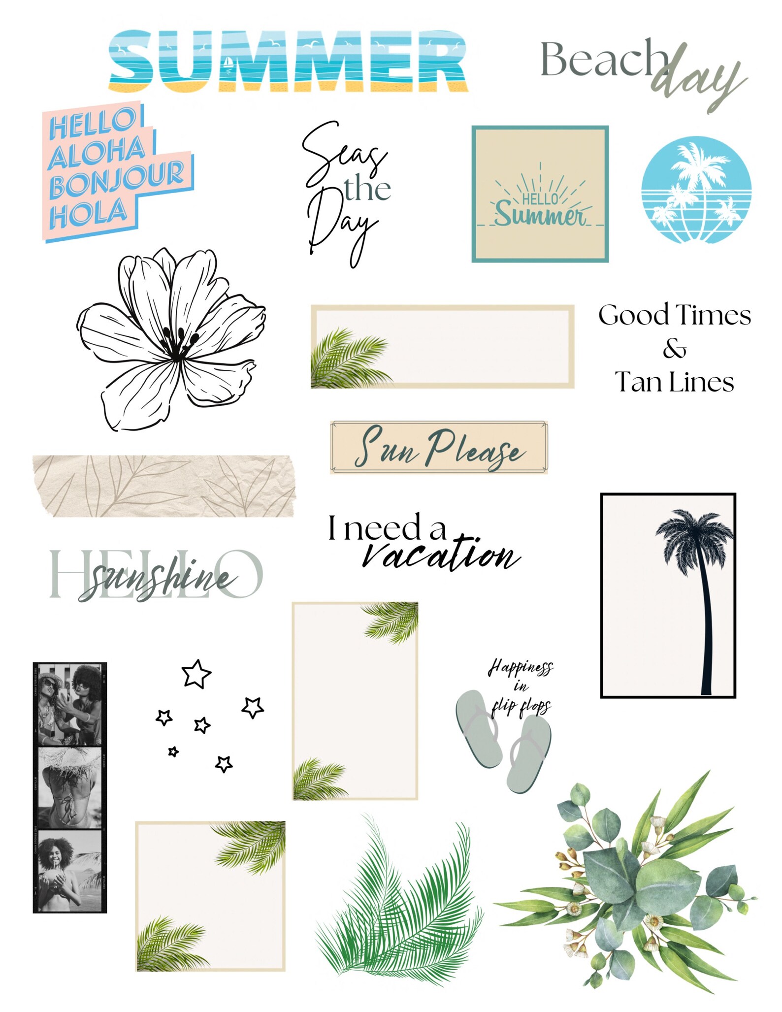 Summertime Digital Planner Stickers Summer Pre-cropped - Etsy