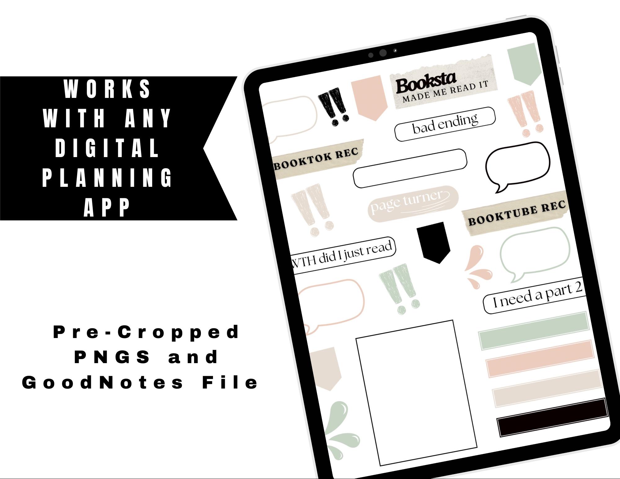 Digital Reading Journal Stickers Digital Planner Stickers Motivational ...