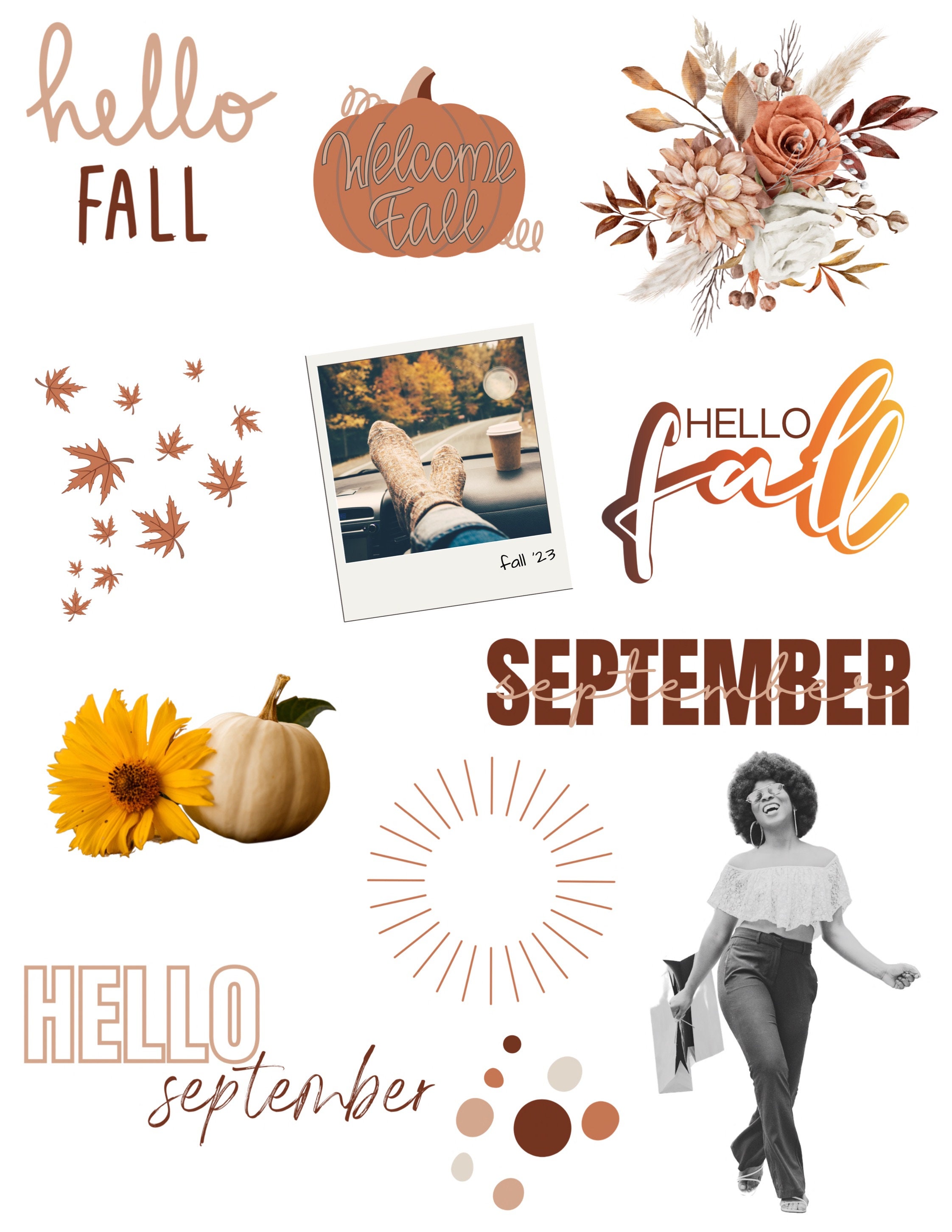 September Stickers Digital Planner Stickers Motivational Pre-cropped ...