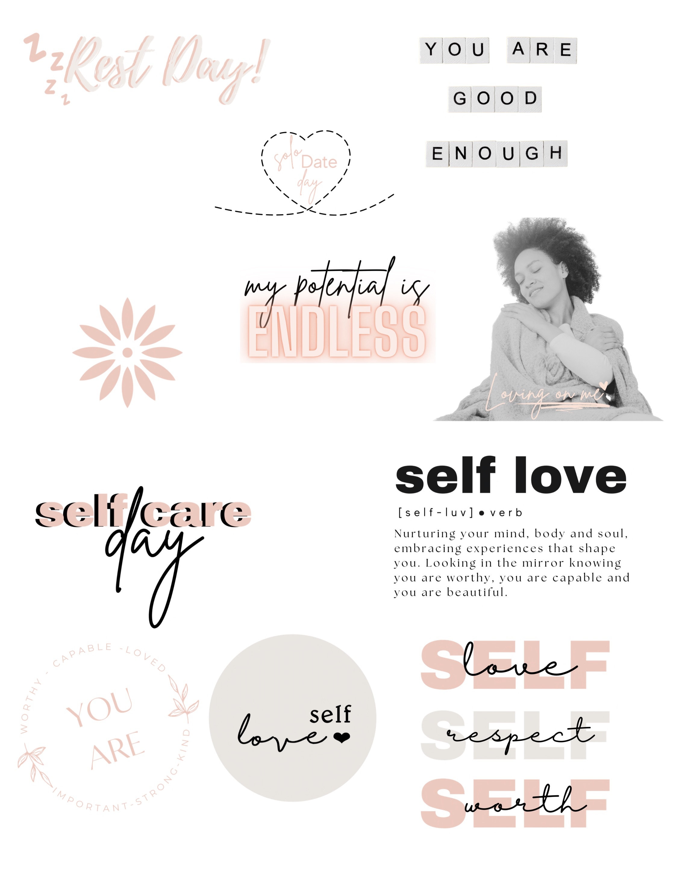Self Love Stickers Digital Planner Stickers Motivational - Etsy