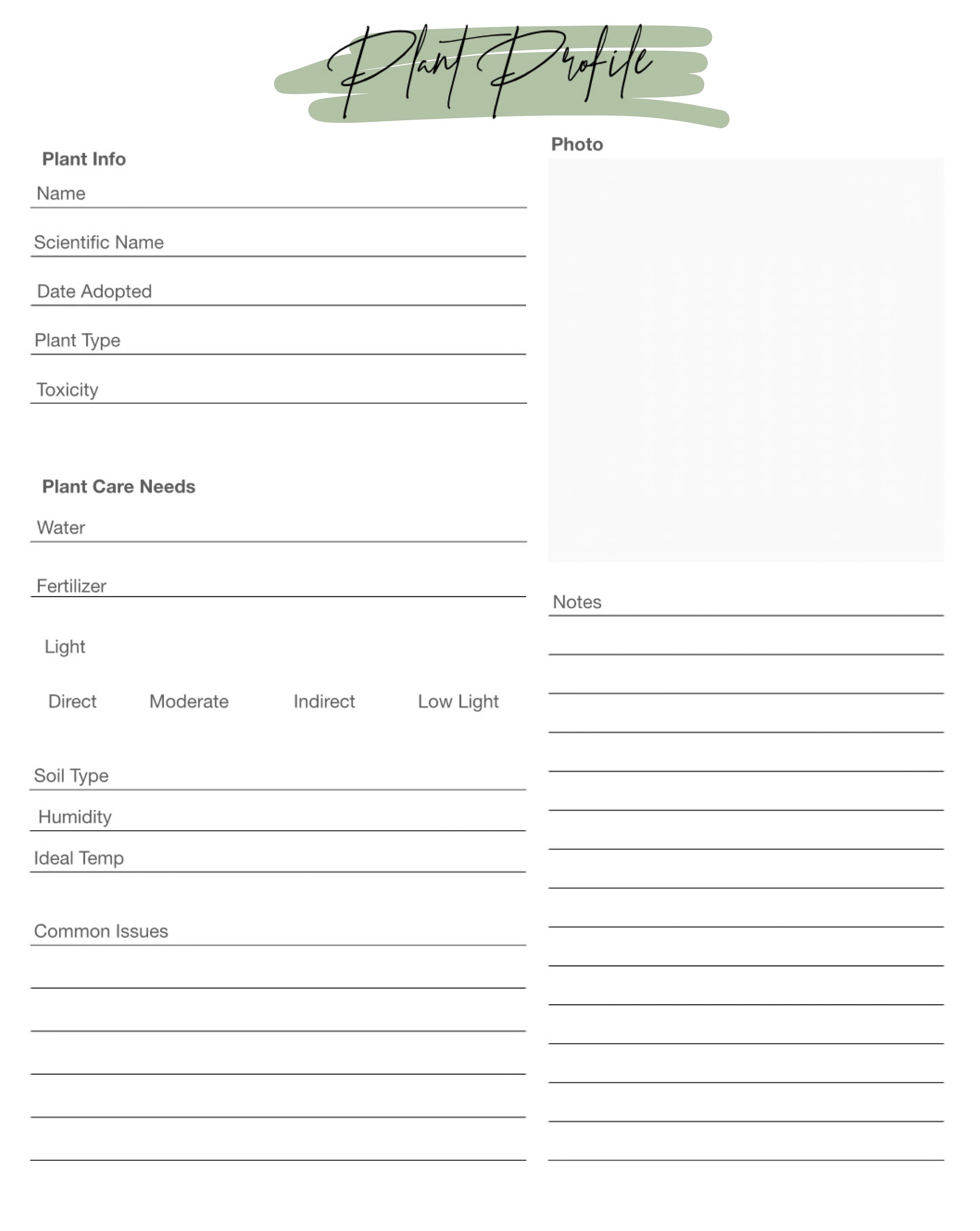 The Plant Care Template by Ashlee, Digital Planner Template, Goodnotes ...