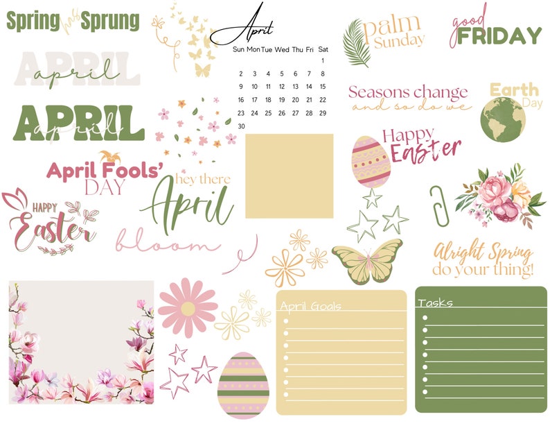 April Stickers Digital Planner Stickers Motivational - Etsy