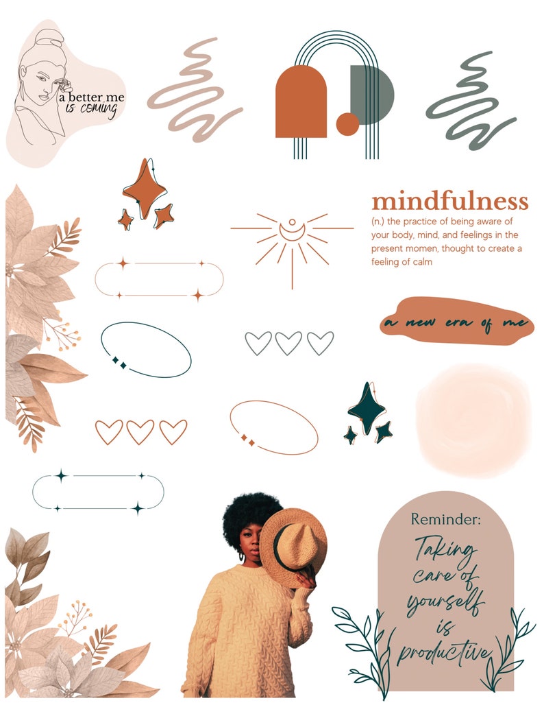 Motivational Digital Planner Stickers: Goodnotes Pre-cropped PNG ...