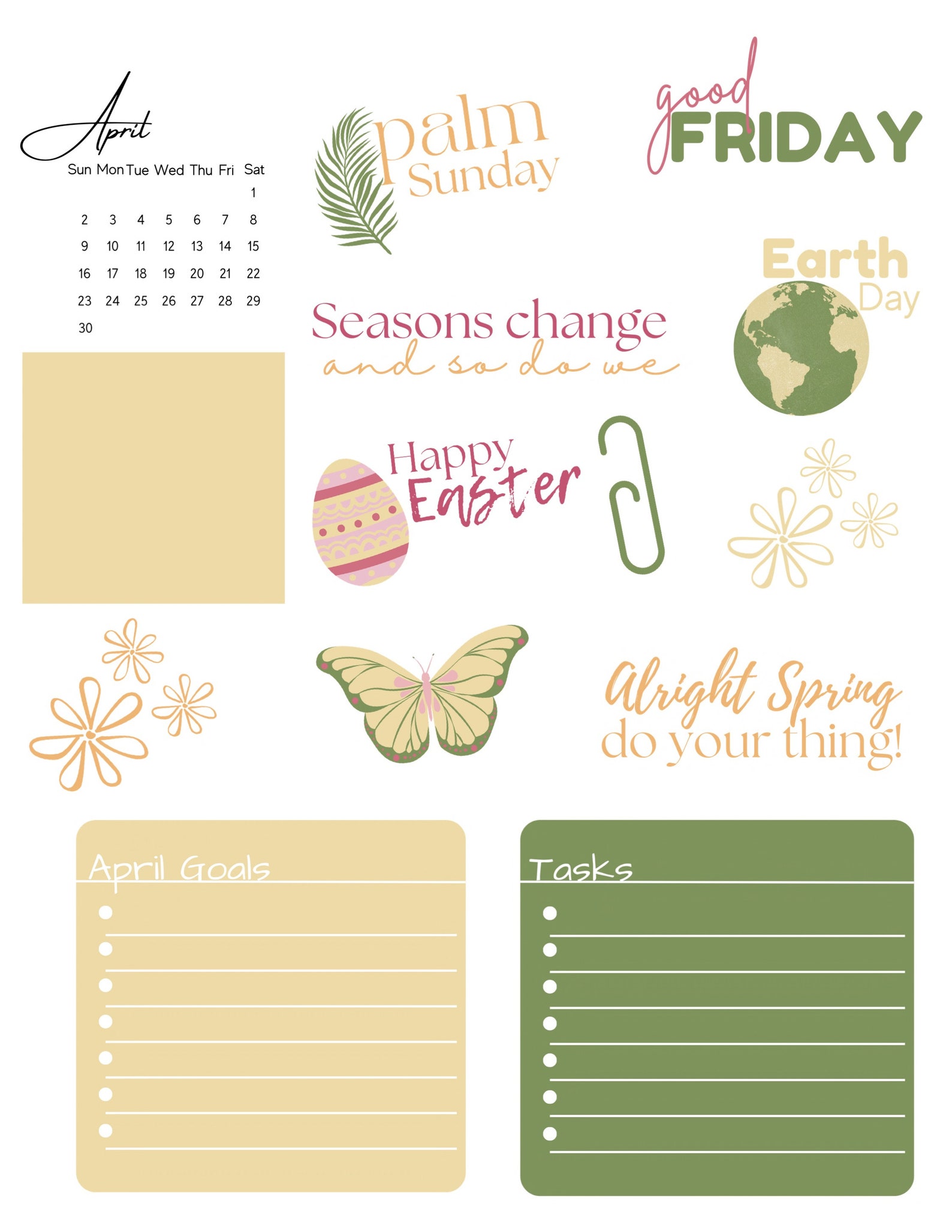 April Stickers Digital Planner Stickers Motivational - Etsy
