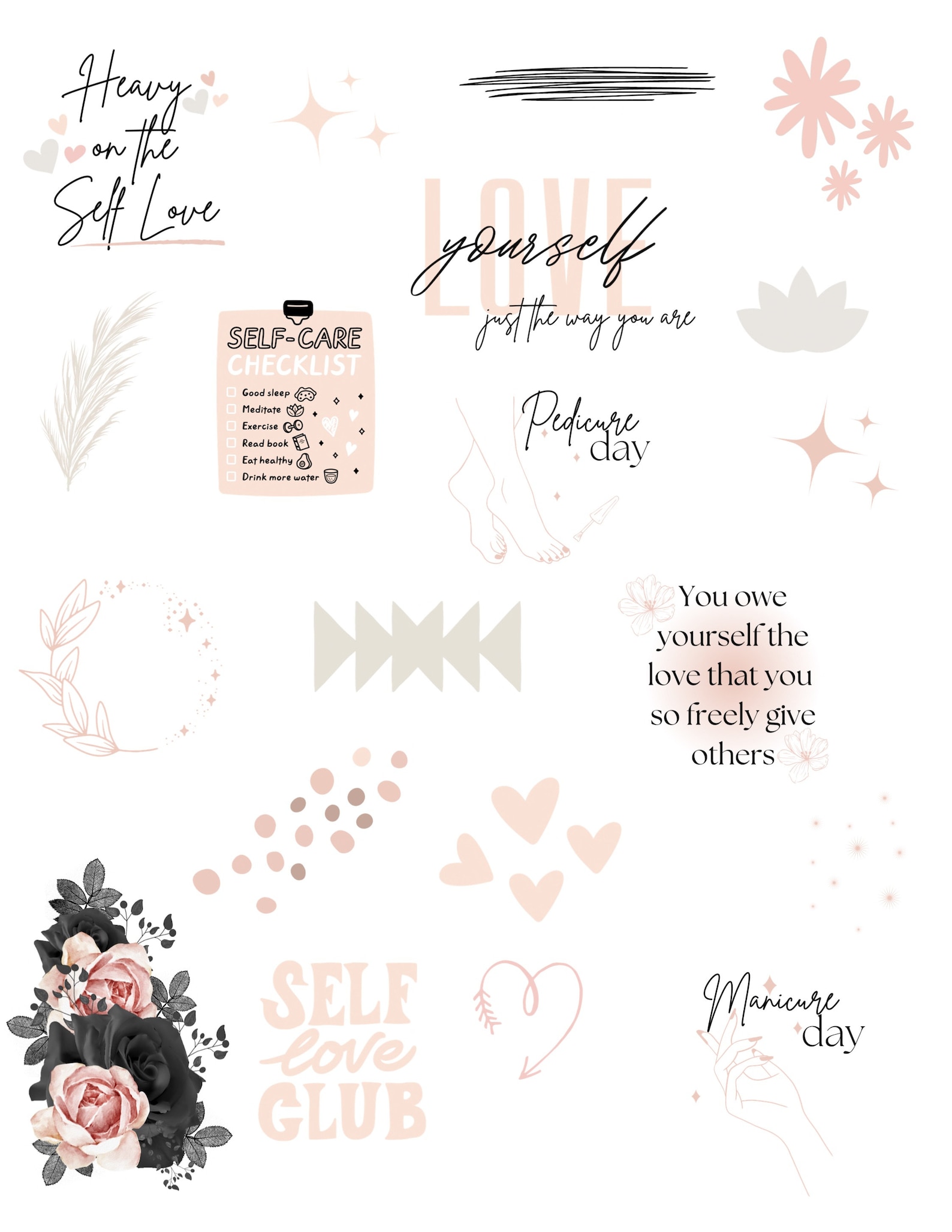 Self Love Stickers Digital Planner Stickers Motivational - Etsy
