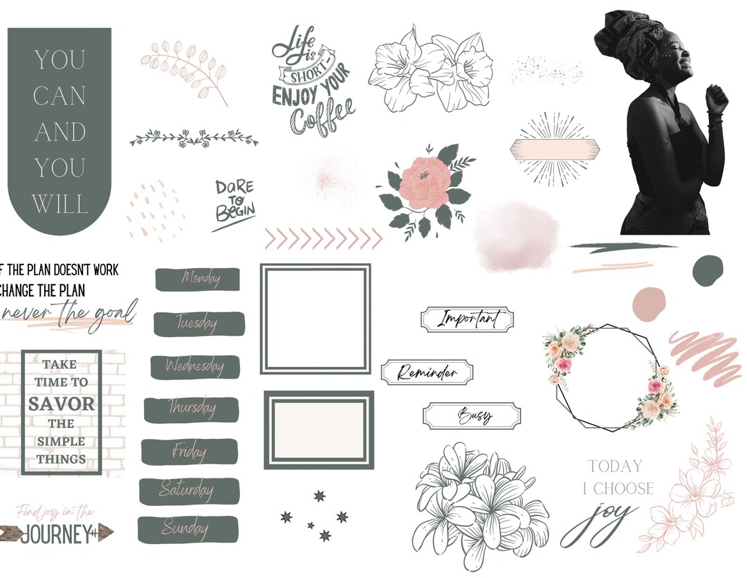 Joyful | Digital Planner Stickers Motivational | Pre-cropped Goodnotes ...