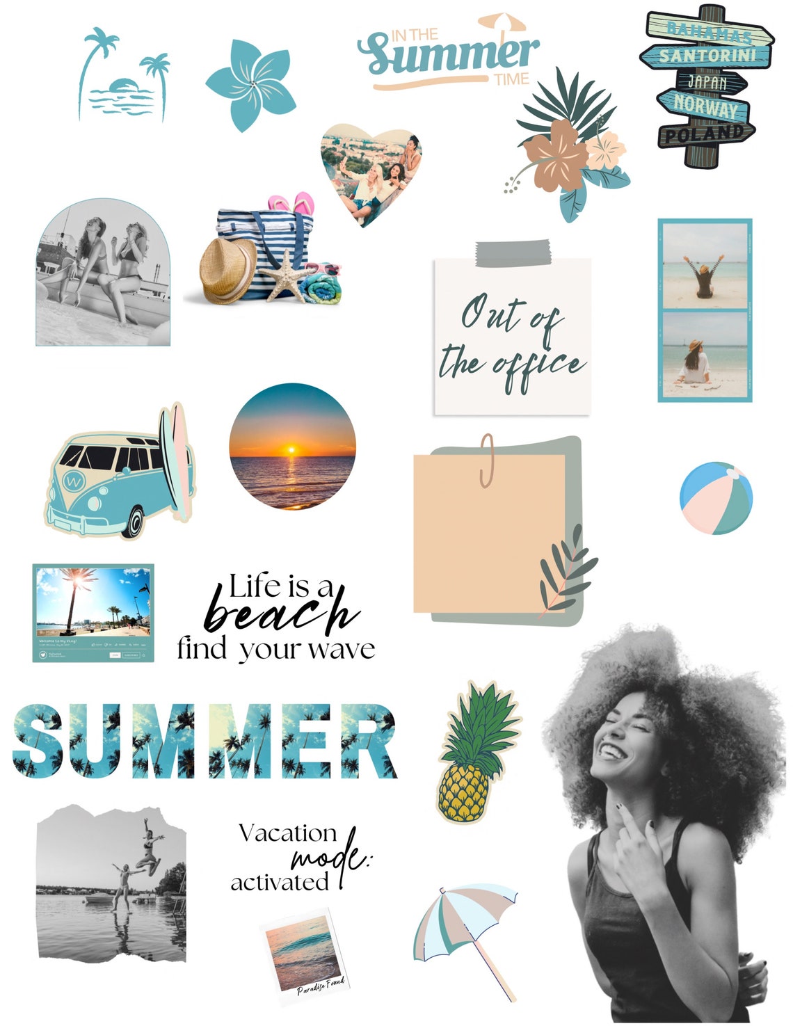 Summertime Digital Planner Stickers Summer Pre-cropped - Etsy