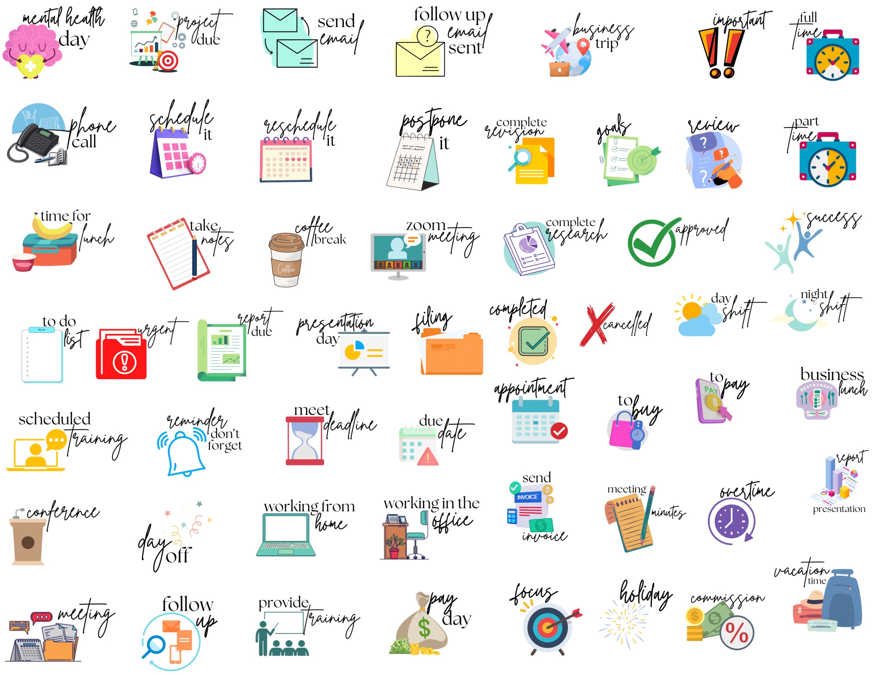 Workday Digital Planner Stickers: Goodnotes Pre-cropped PNG Clipart - Etsy
