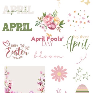 April Stickers | Digital Planner Stickers Motivational | Pre-cropped ...