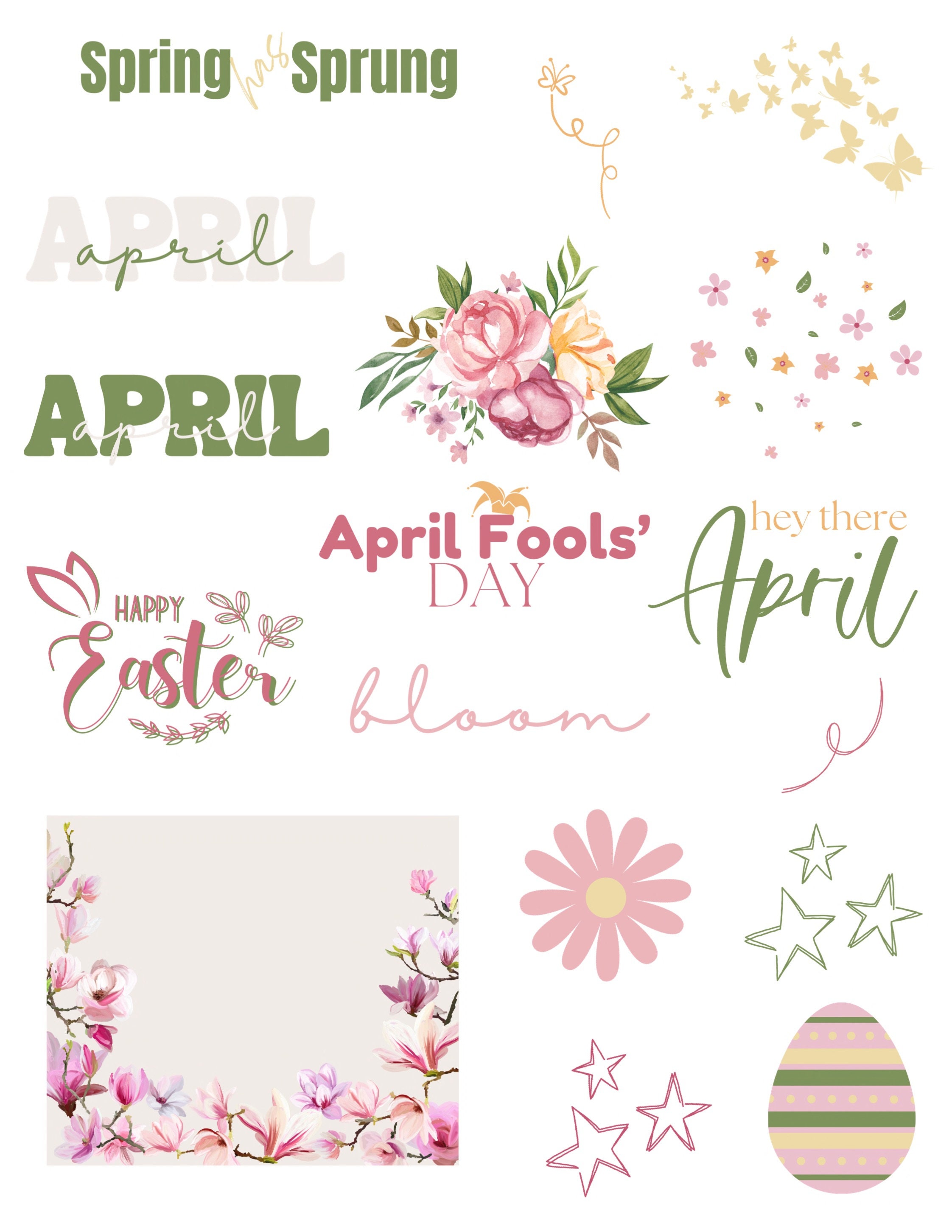 April Stickers Digital Planner Stickers Motivational - Etsy