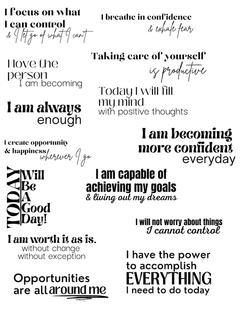 Motivational Affirmation Stickers: Digital Planner Clipart (goodnotes ...