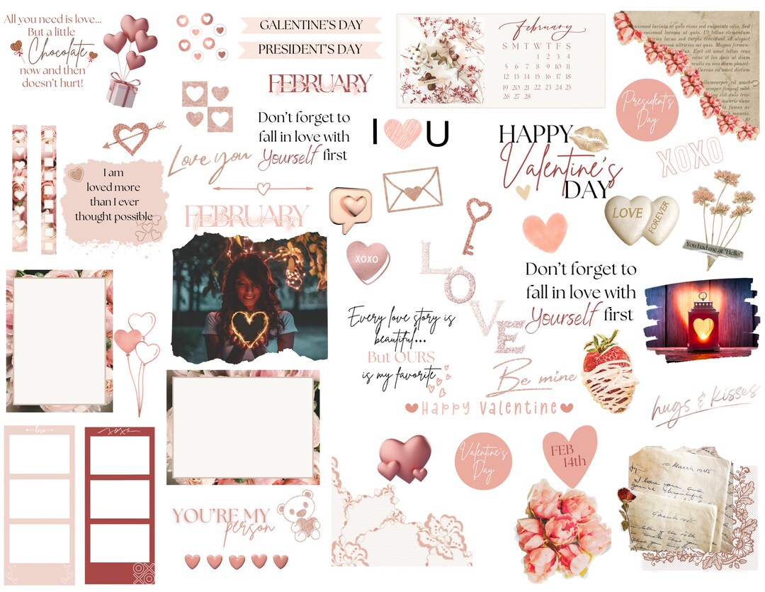 February Stickers | Valentines Digital Planner Stickers Motivational ...