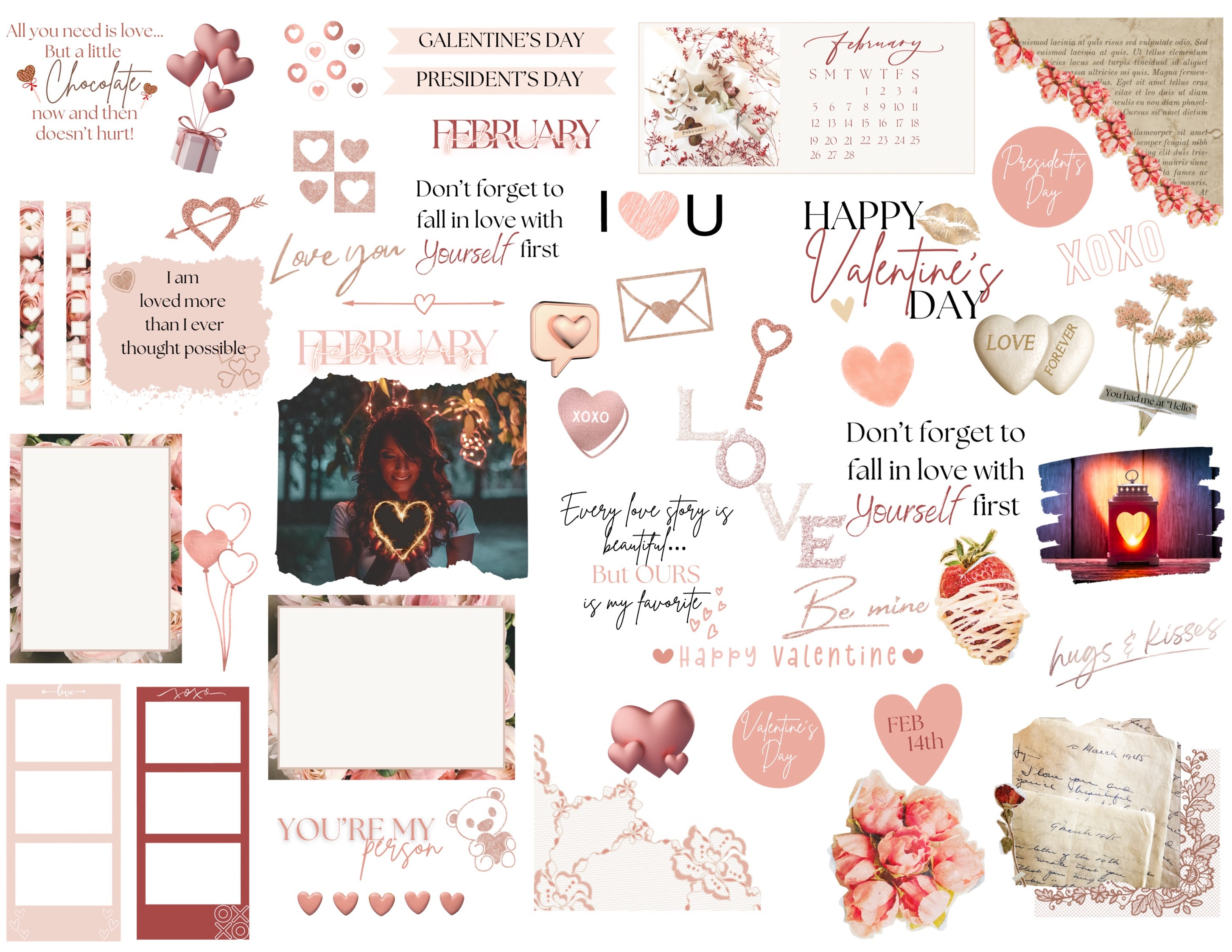 February Stickers Valentines Digital Planner Stickers - Etsy