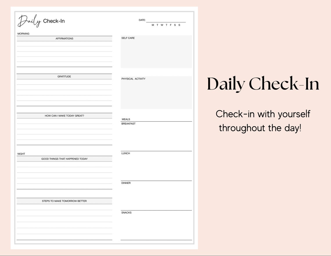 Digital Daily Check-in Planner Self Care, iPad Planner, Goodnotes ...