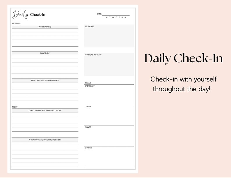 Digital Daily Check-in Planner Self Care, iPad Planner, Goodnotes ...