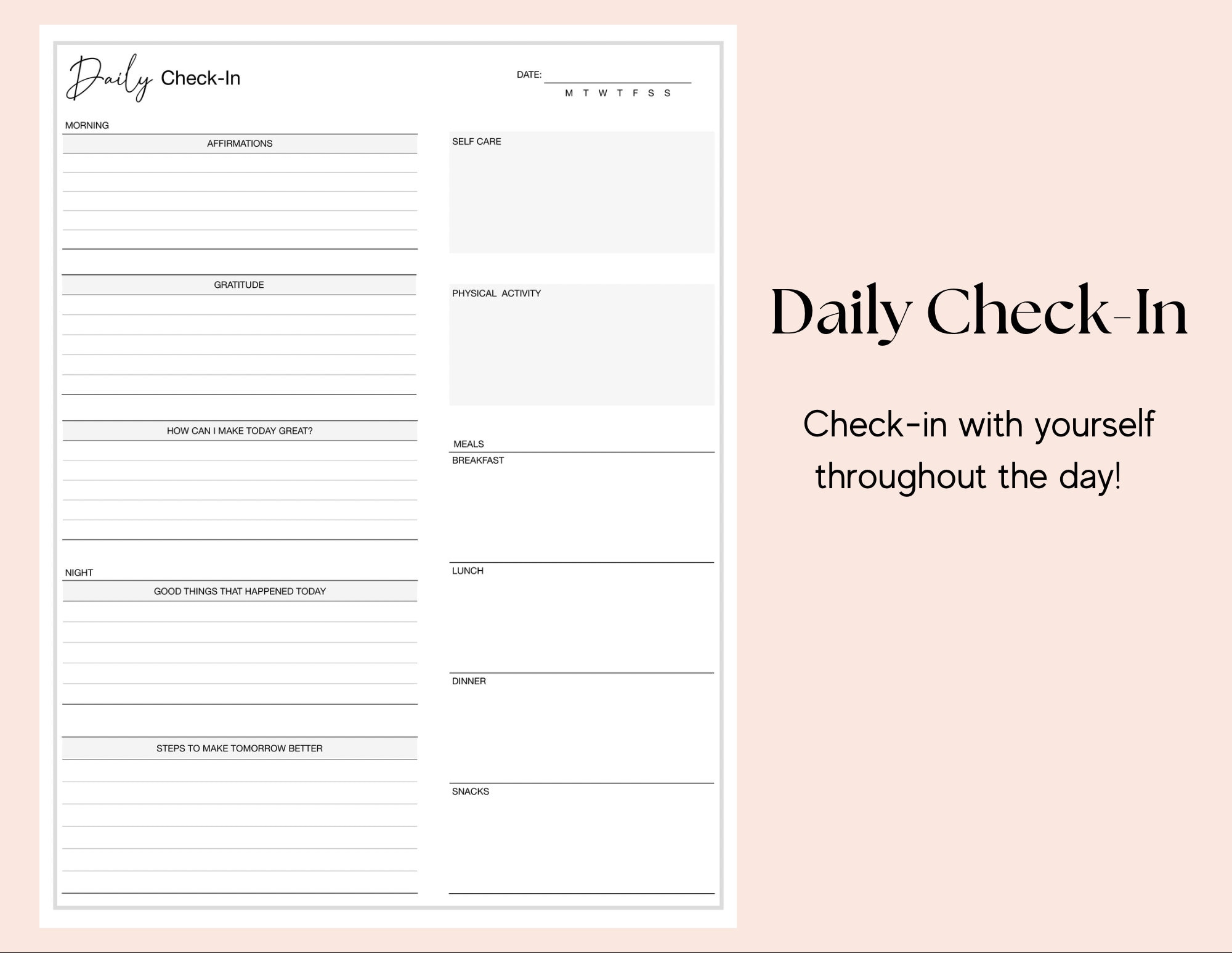 Digital Daily Check-in Planner Self Care, iPad Planner, Goodnotes ...