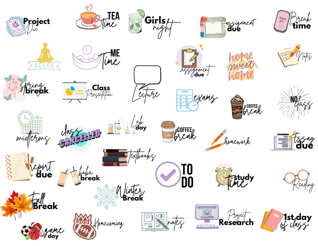 Student Icon Everyday Basic Digital Planner Stickers | Daily Word ...