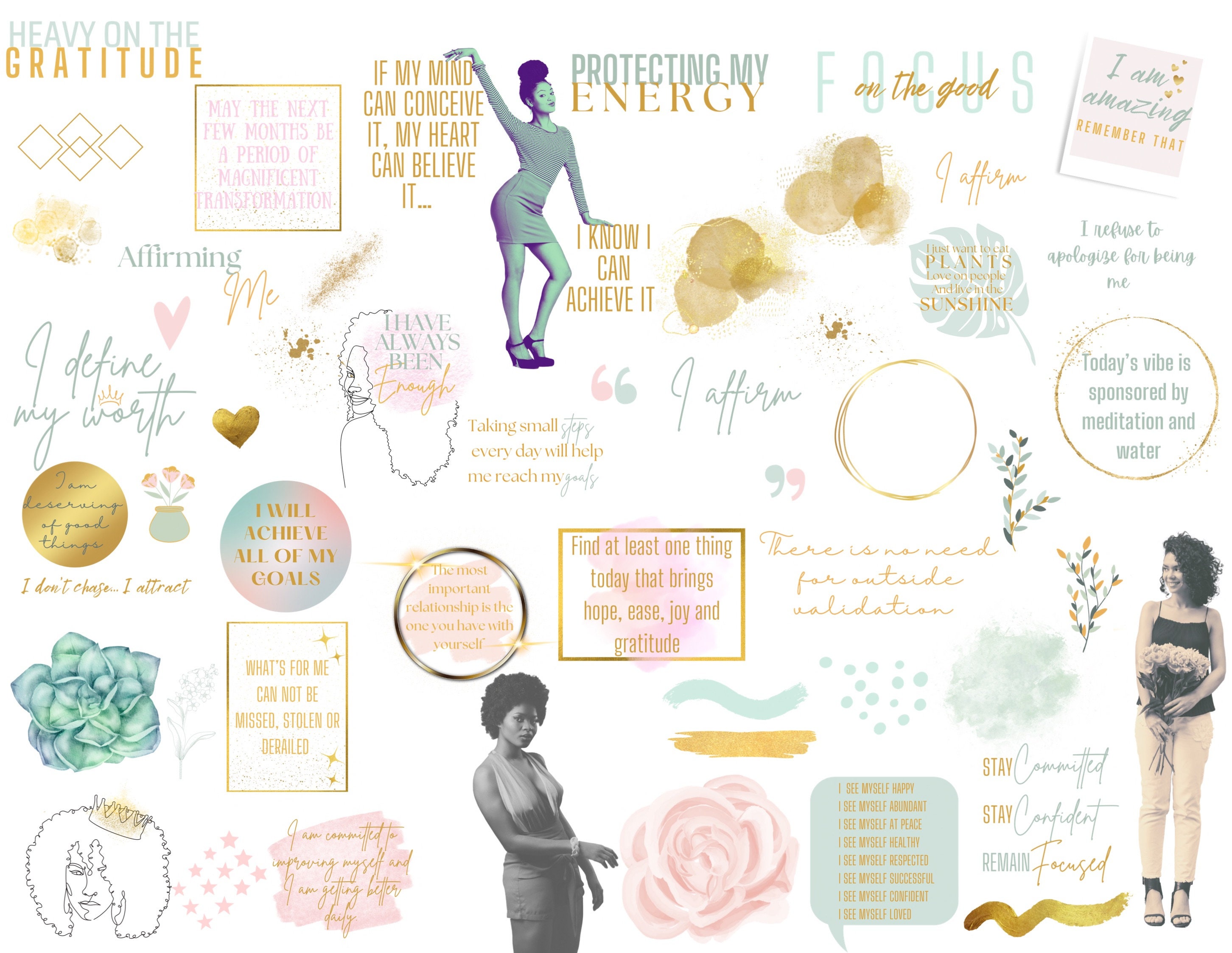 Affirming Me digital Planner Stickers Affirmation - Etsy