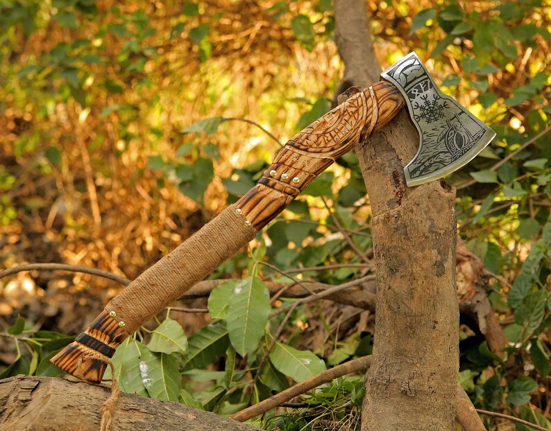 Viking Handmade Forged High Carbon Steel Tomahawk Hatchet Axe Integral ...