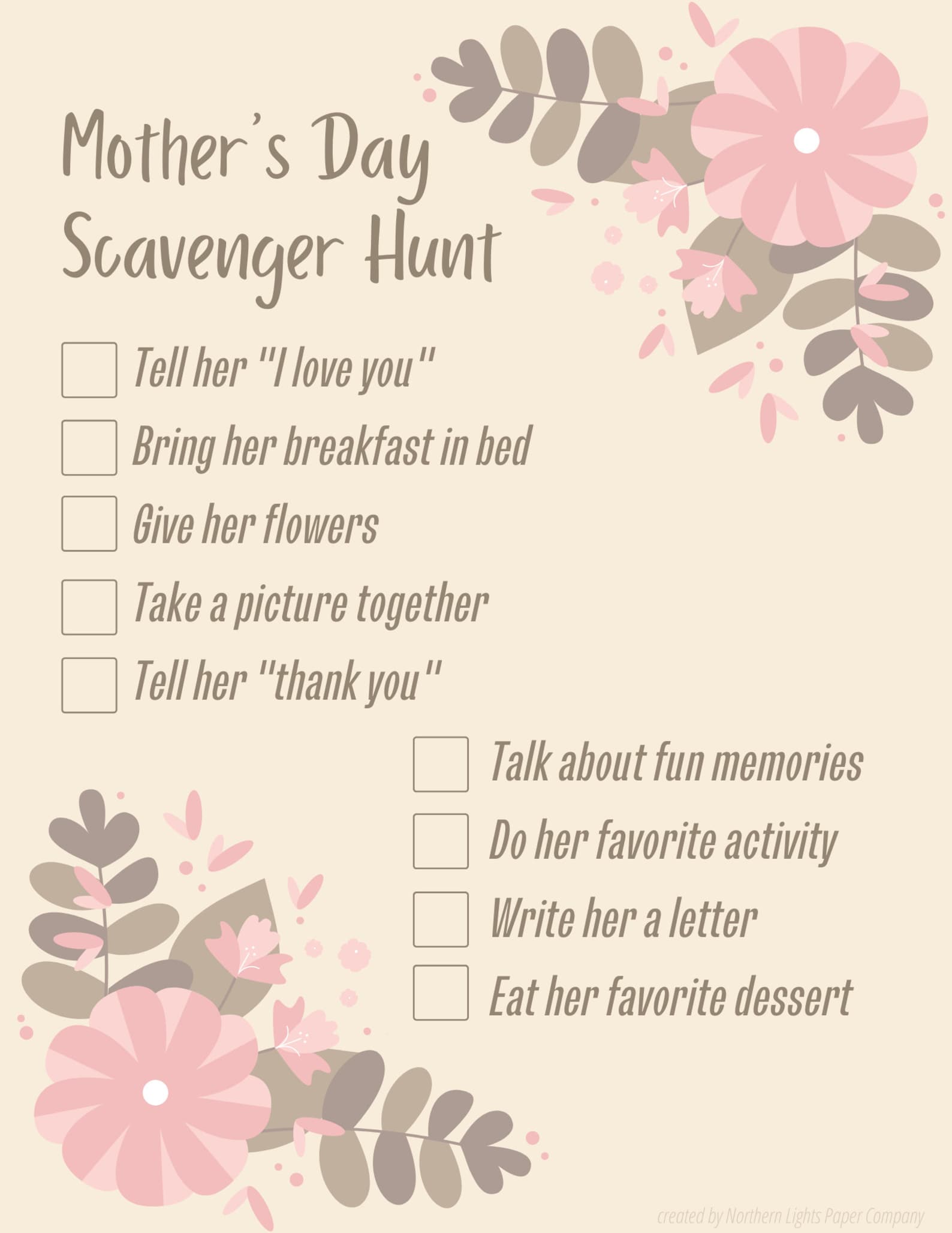 Mother's Day Scavenger Hunt Printable, Digital Download, Mother's Day ...