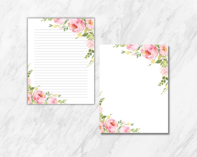 Pink Floral Letter Writing Set-us Letter, Half Letter, A4 & A5 Lined ...