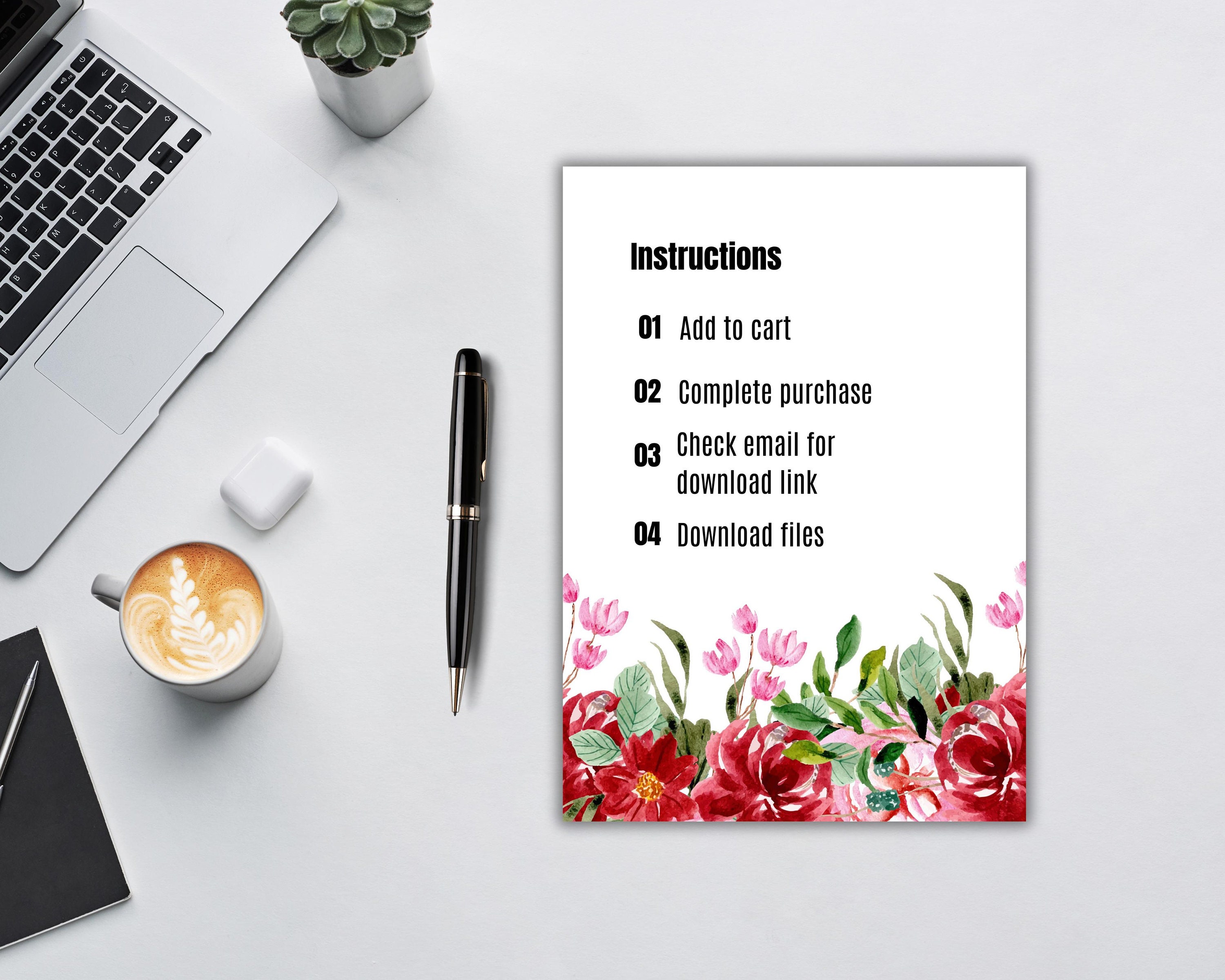 Printable Red Floral Letter Writing Set US Letter, A4 & A5 Lined and ...