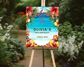 Tropical Birthday Sign - Printable - Etsy