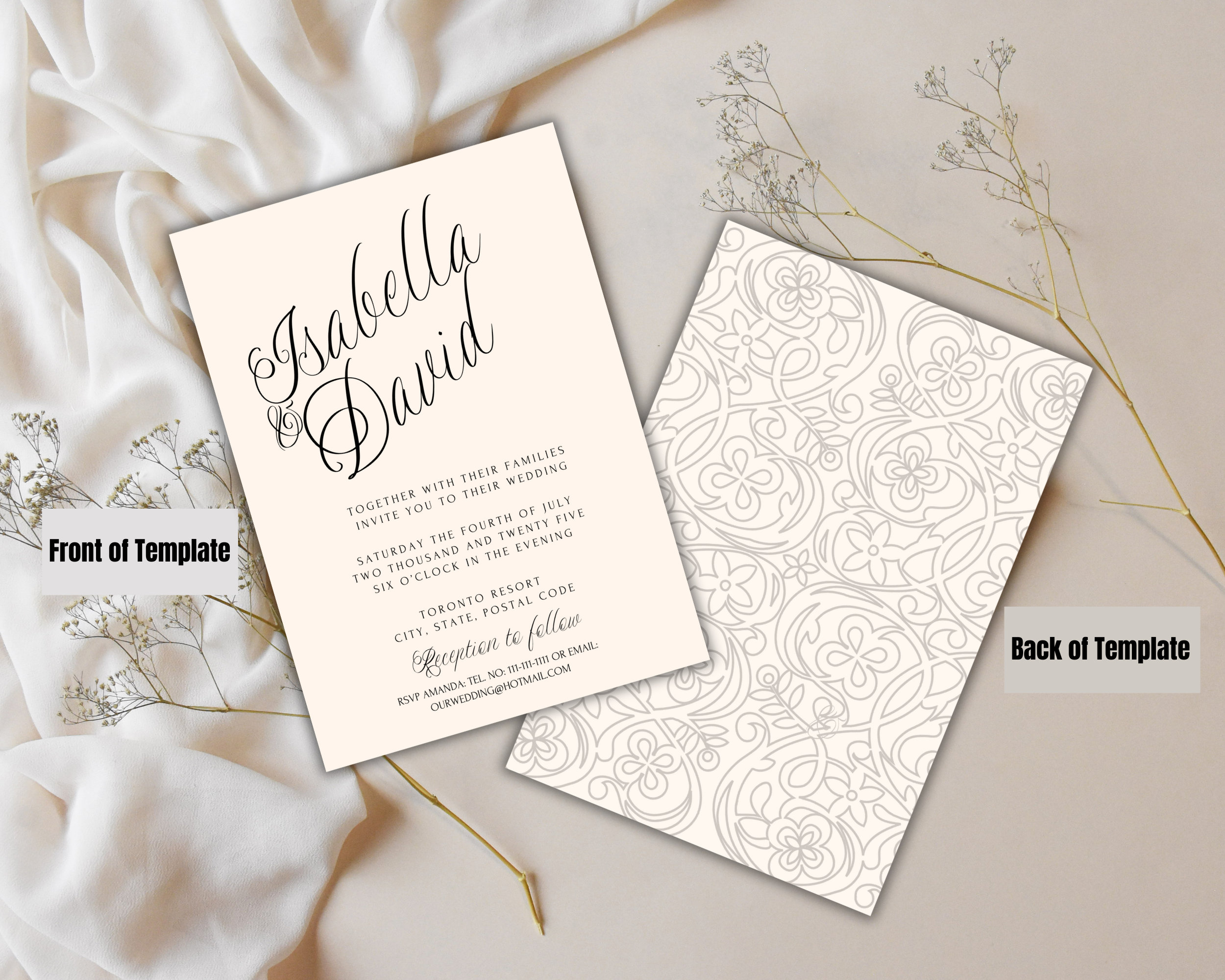 Printable Script Wedding Invitation Template, Editable Invitation ...