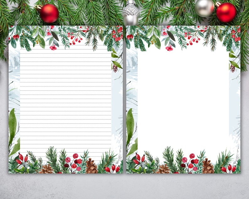 Winter Christmas Writing Paper: Lined & Unlined Stationery (digital ...
