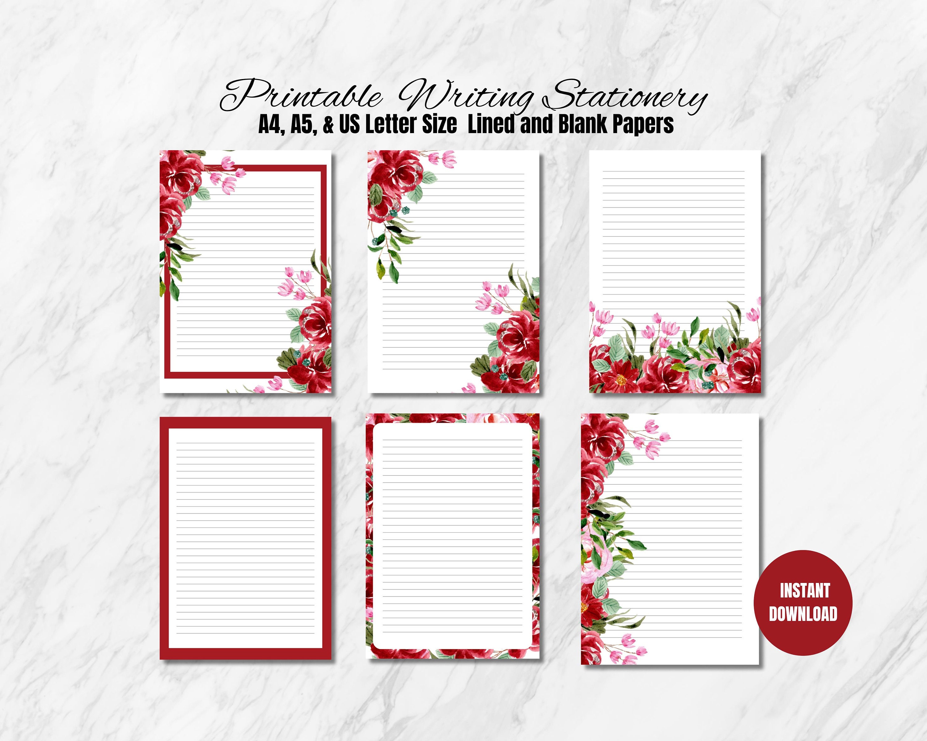 Valentine Writing Paper, Printable Letter Writing Paper, Love Letter ...