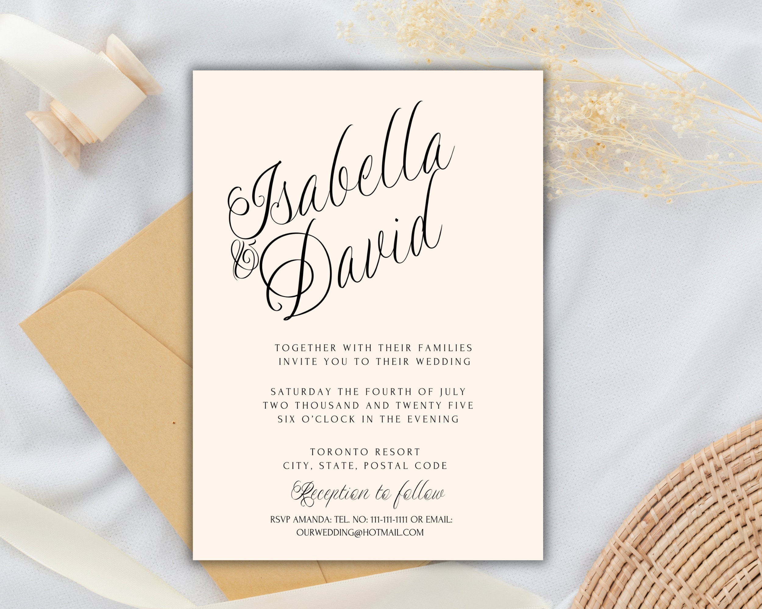 Printable Script Wedding Invitation Template, Editable Invitation ...