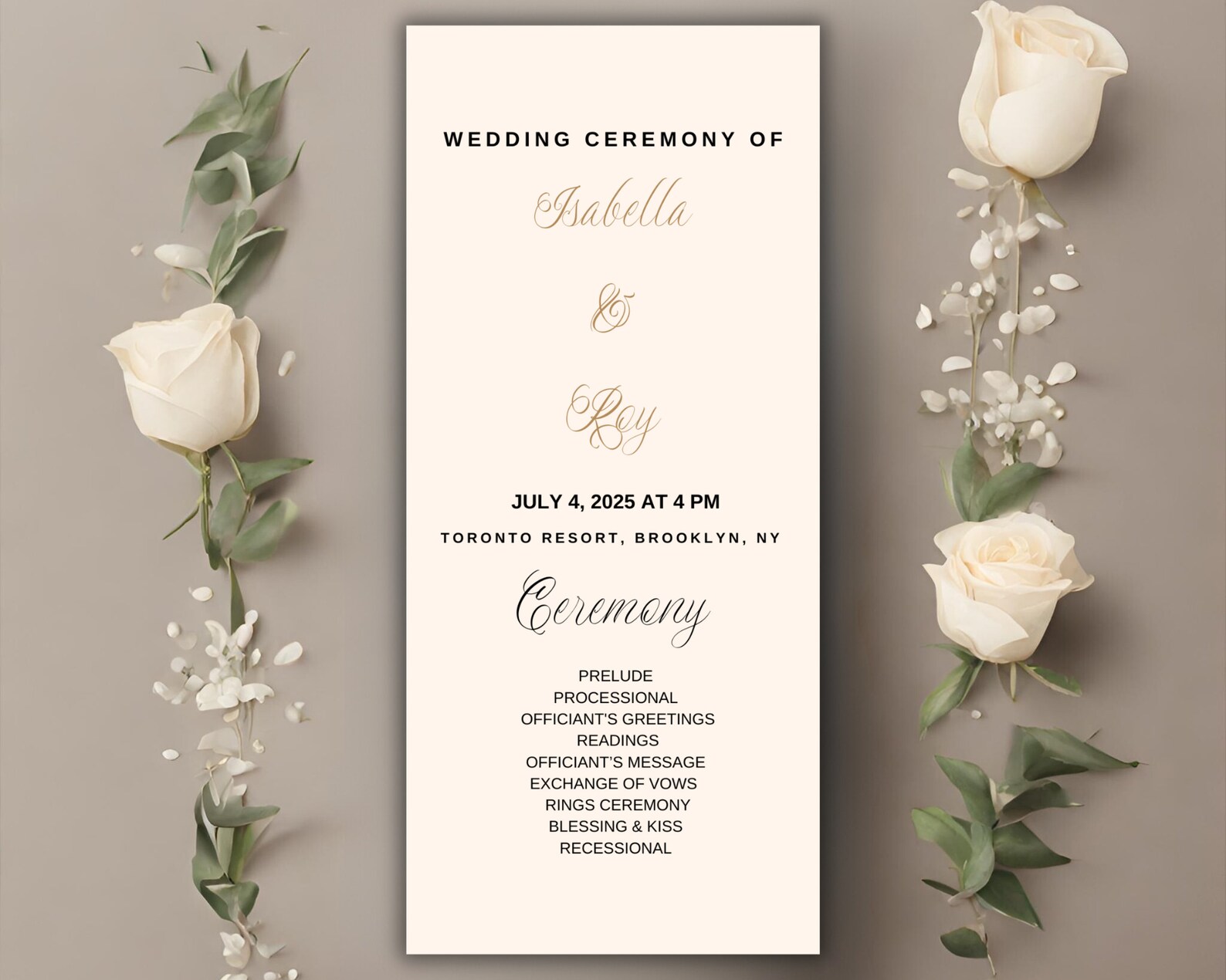 Wedding Ceremony Program Template, Editable Script Wedding Program ...