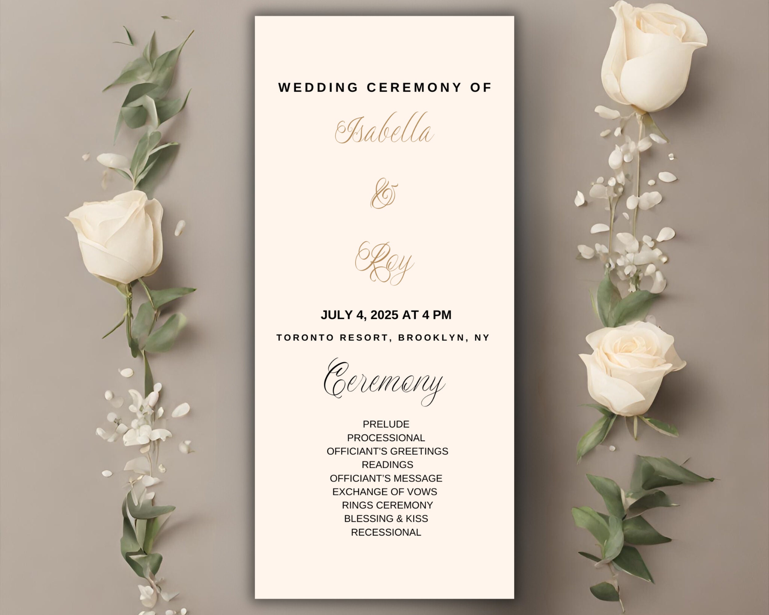 Wedding Ceremony Program Template, Editable Script Wedding Program ...