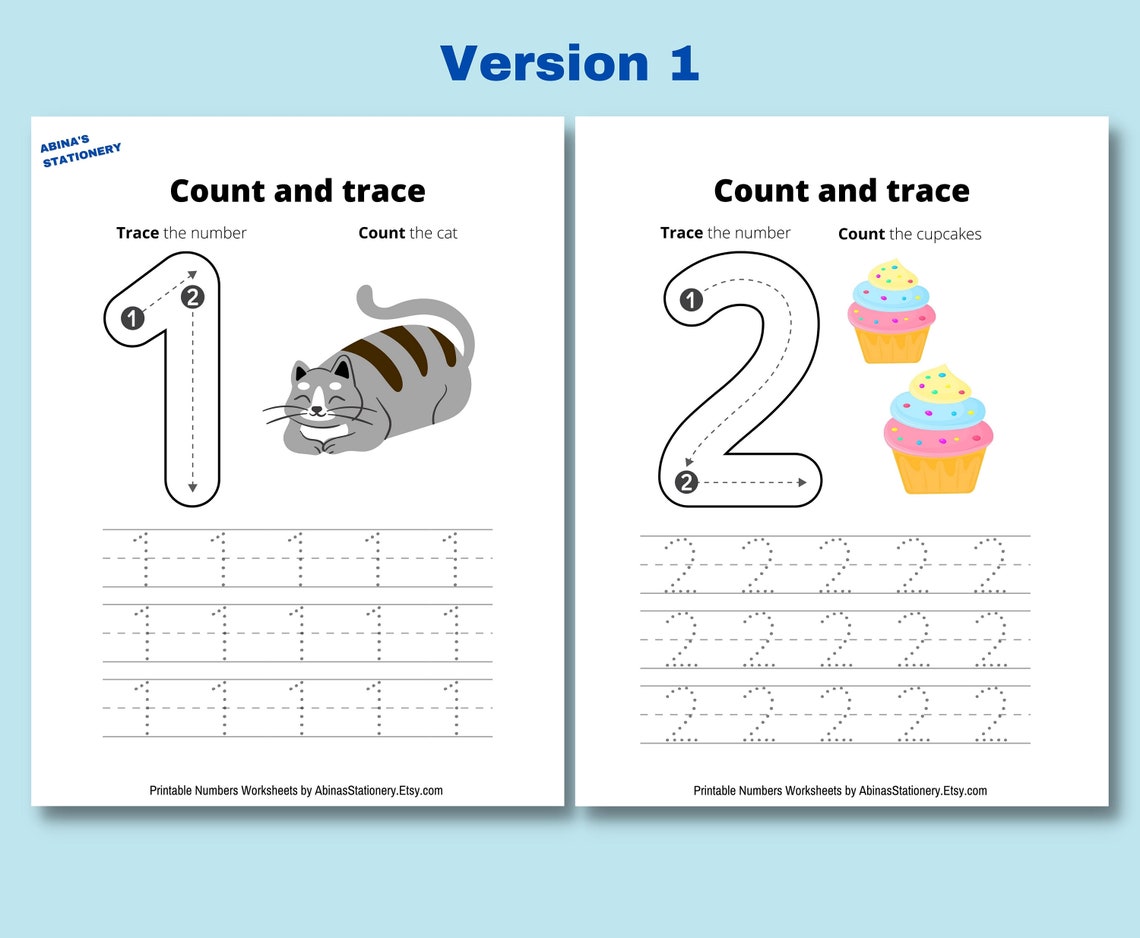 Printable Preschool and Kindergarten Bundle, Numbers 1-10 Tracing ...