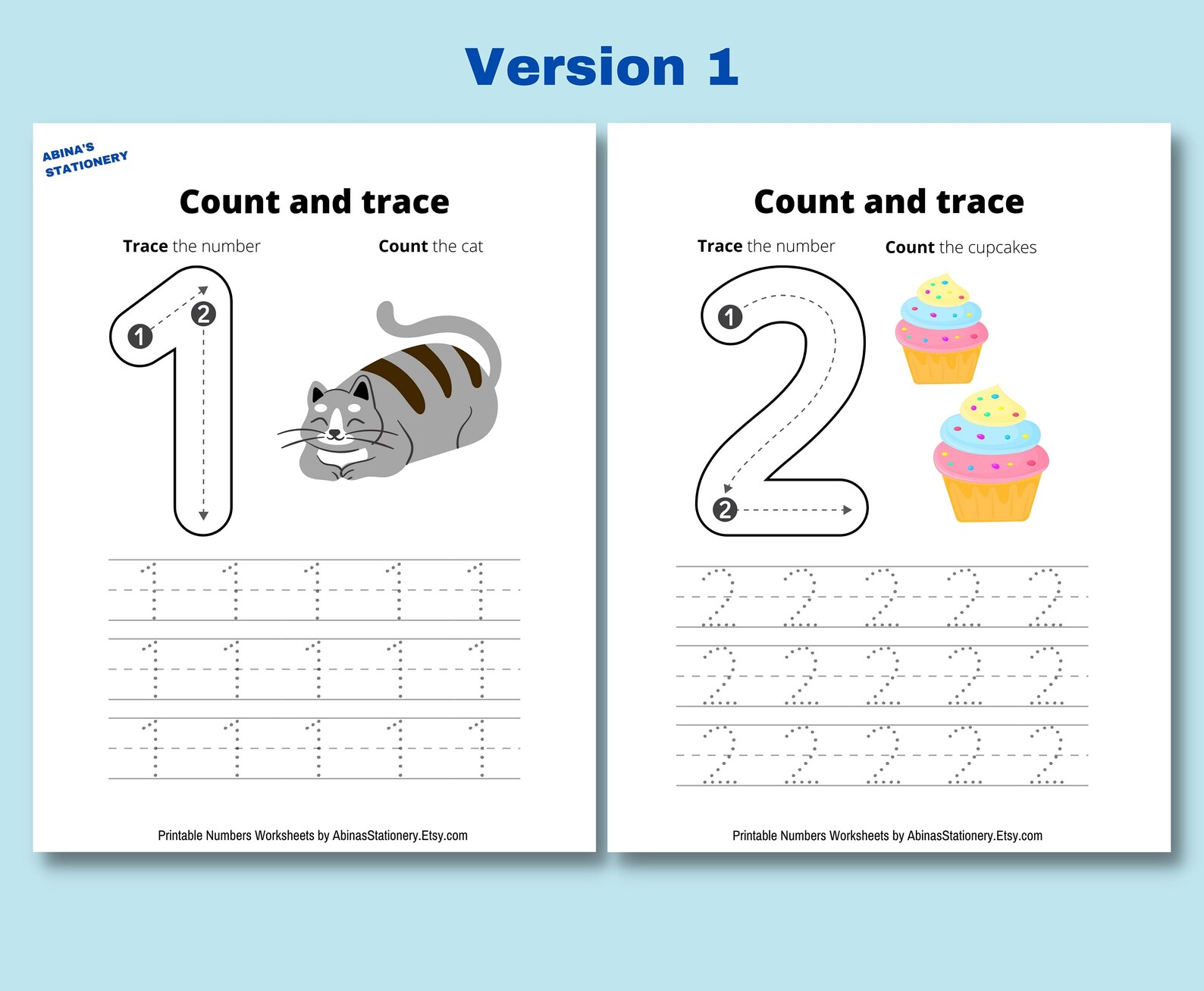 Printable Preschool and Kindergarten Bundle, Numbers 1-10 Tracing ...