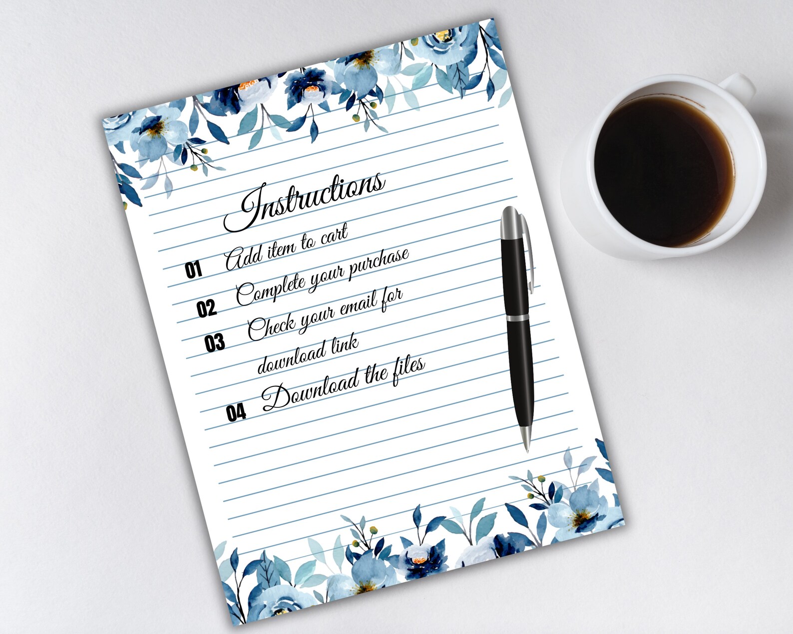 Printable Blue Floral Letter Writing Papers, Lined and Blank Writing ...