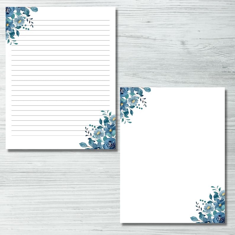Printable Blue Floral Letter Writing Set US Letter A4 & A5 - Etsy Canada