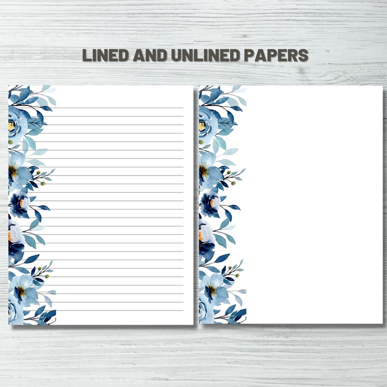 Printable Blue Floral Letter Writing Set US Letter A4 & A5 - Etsy Canada